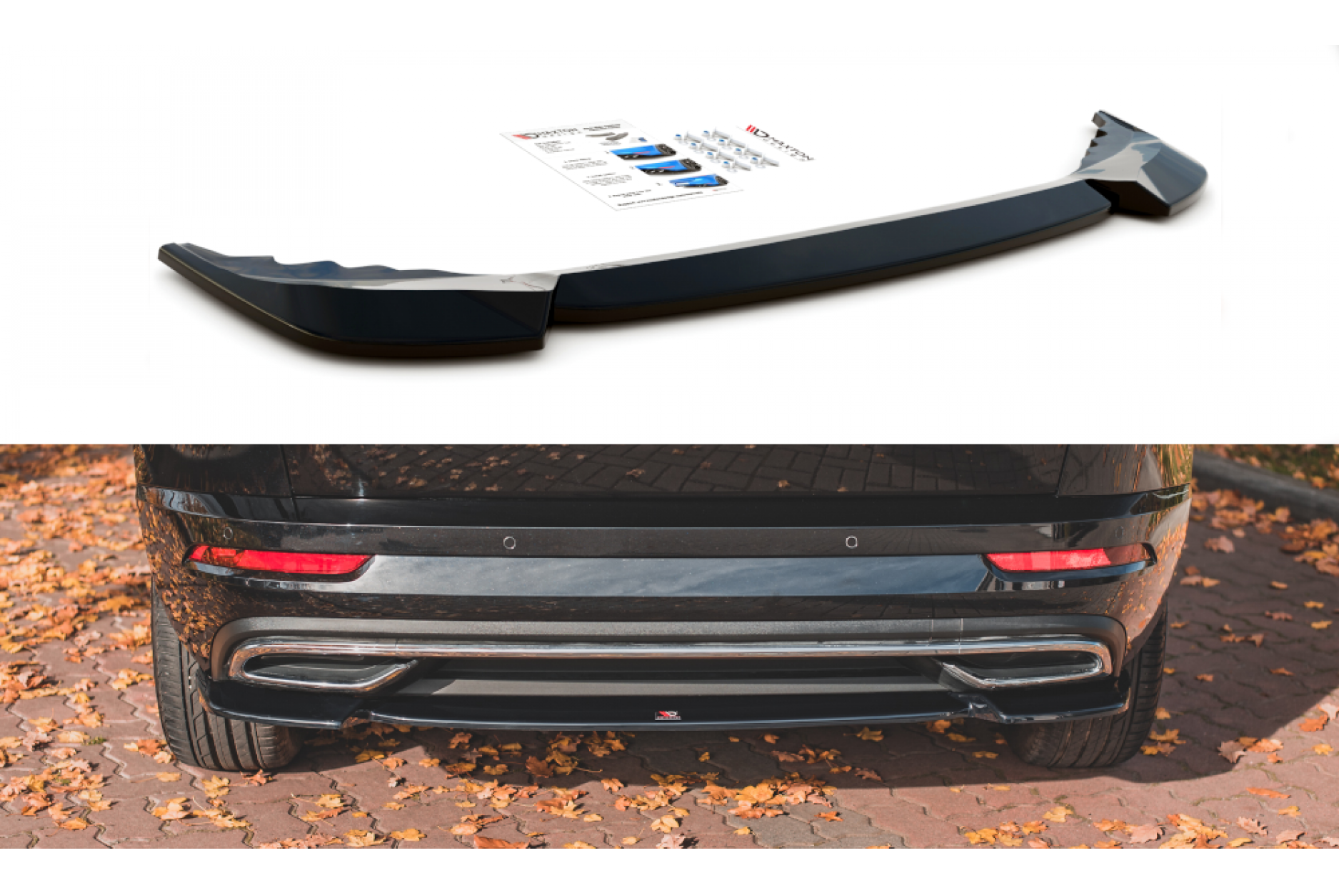 Maxtondesign Diffusor fur Skoda Karoq MK1 Sportline Facelift schwarz hochglanz